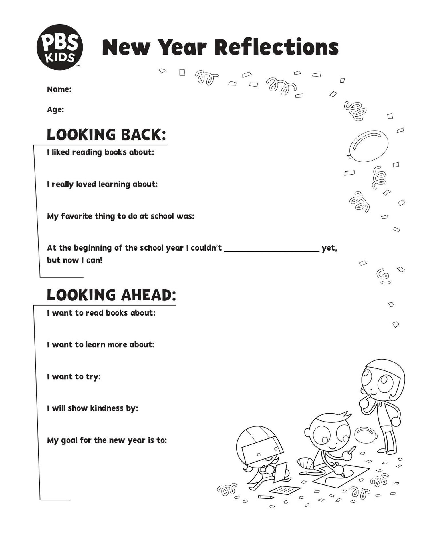New Year Reflections Activity | Kids Coloring Pages | PBS KIDS for Parents